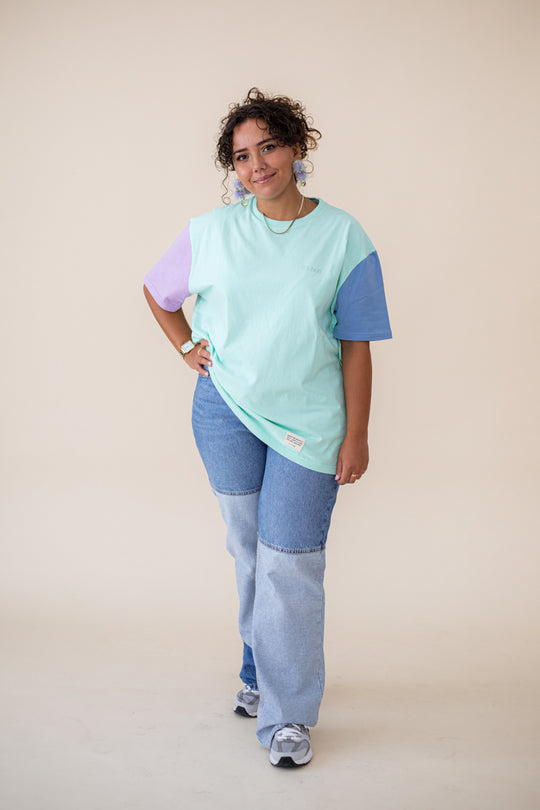 it's okay | ORGANIC COLOR BLOCK T-SHIRT - MINT – it's okay®